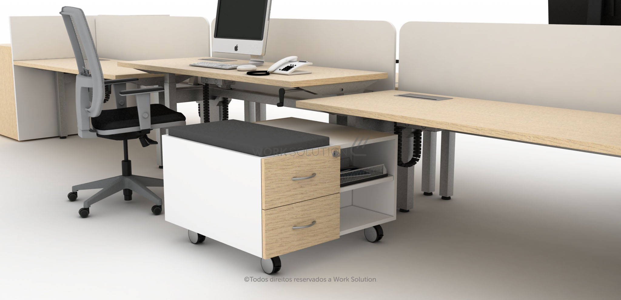 Mesa com regulagem de altura manual | Linha Float Work Solution