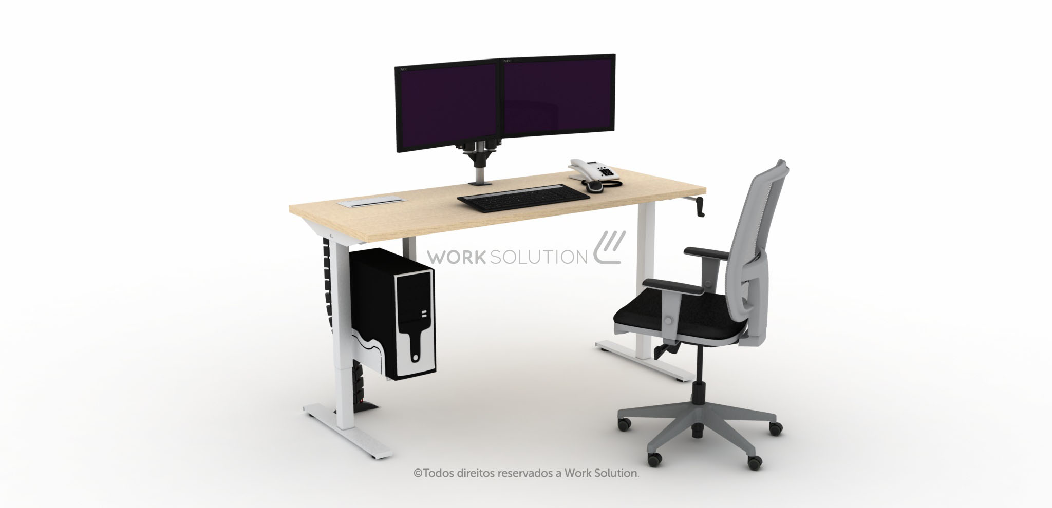 Mesa com regulagem de altura manual | Linha Float Work Solution