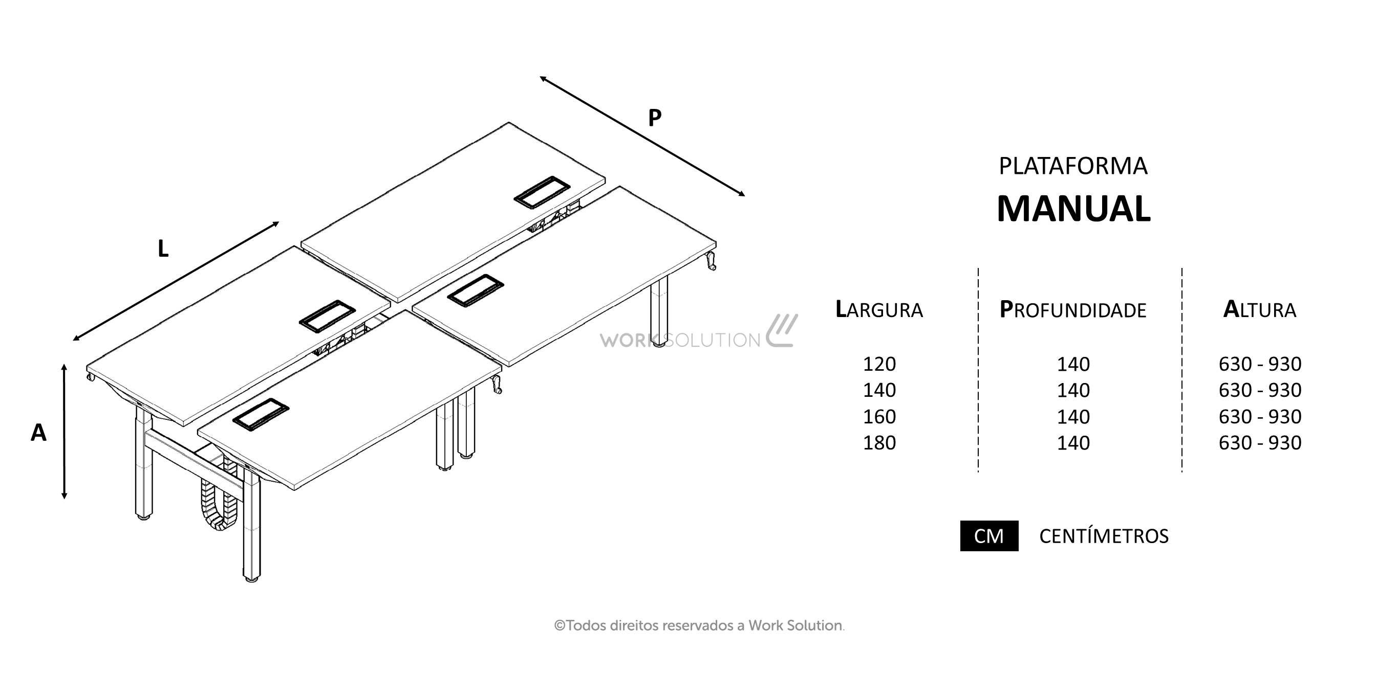 Mesa com regulagem de altura manual | Linha Float Work Solution